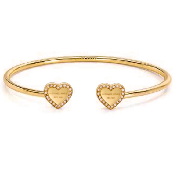 Michael Kors | Jewelry | Michael Kors Gold Heart Logo Cuff Bracelet ...